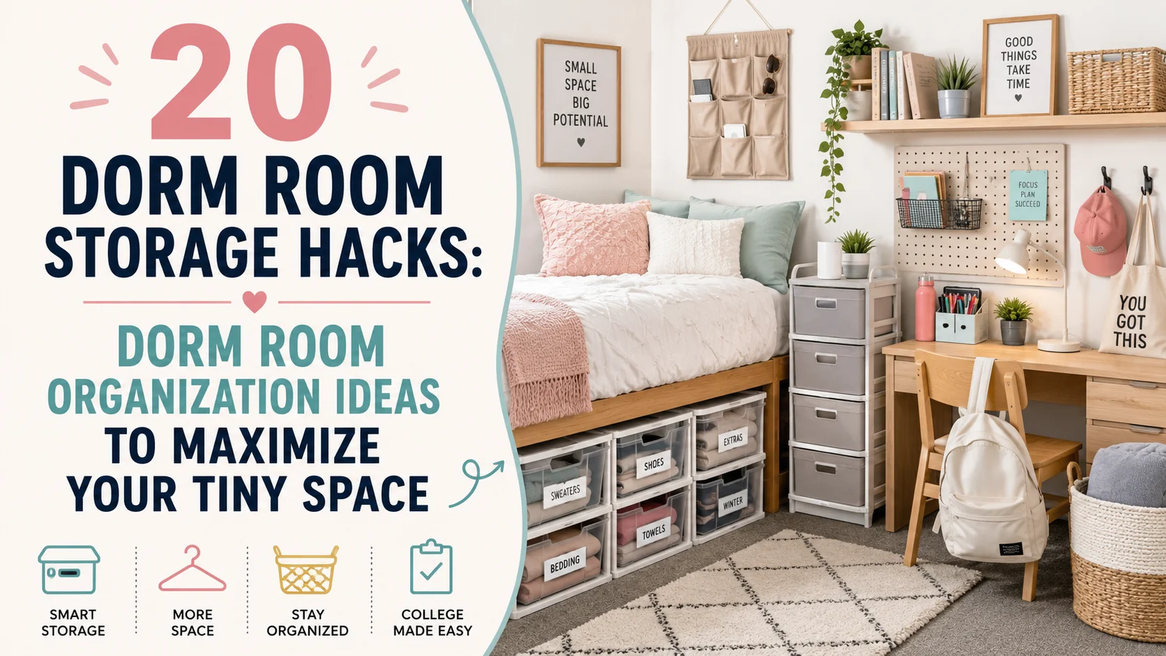 20 Dorm Room Storage Hacks: Dorm Room Organization Ideas To Maximize ...
